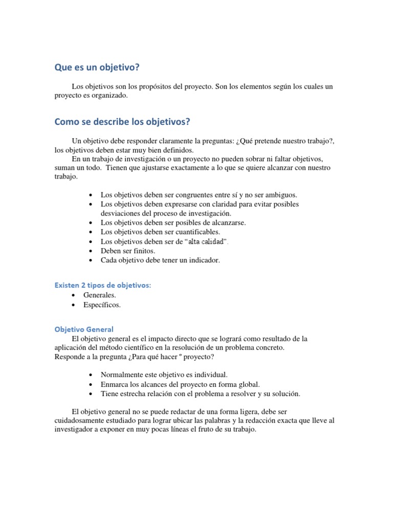 Que Es Un Objetivo | PDF | Método científico | Ciencia cognitiva