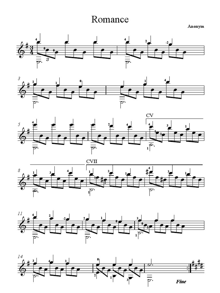 Romance Guitar Score