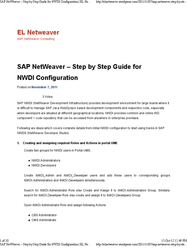 NWDI Configuration Guide for SAP | PDF | Button (Computing) | Software