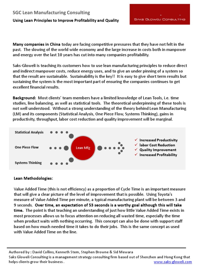 SGC White Paper: Using Lean Principles To Improve Profitability and ...