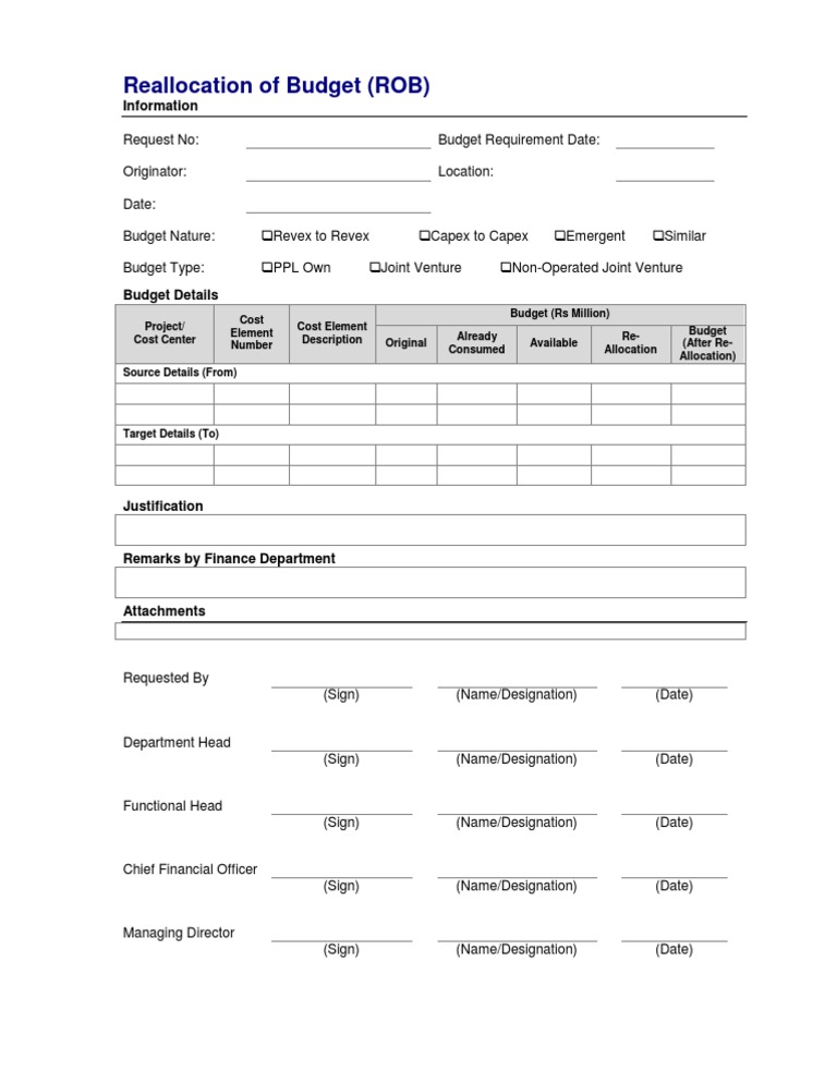 Budget Reallocation Form | PDF