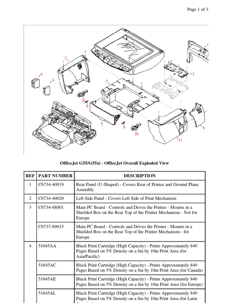 G55 Parts List | PDF | Printer (Computing) | Printing