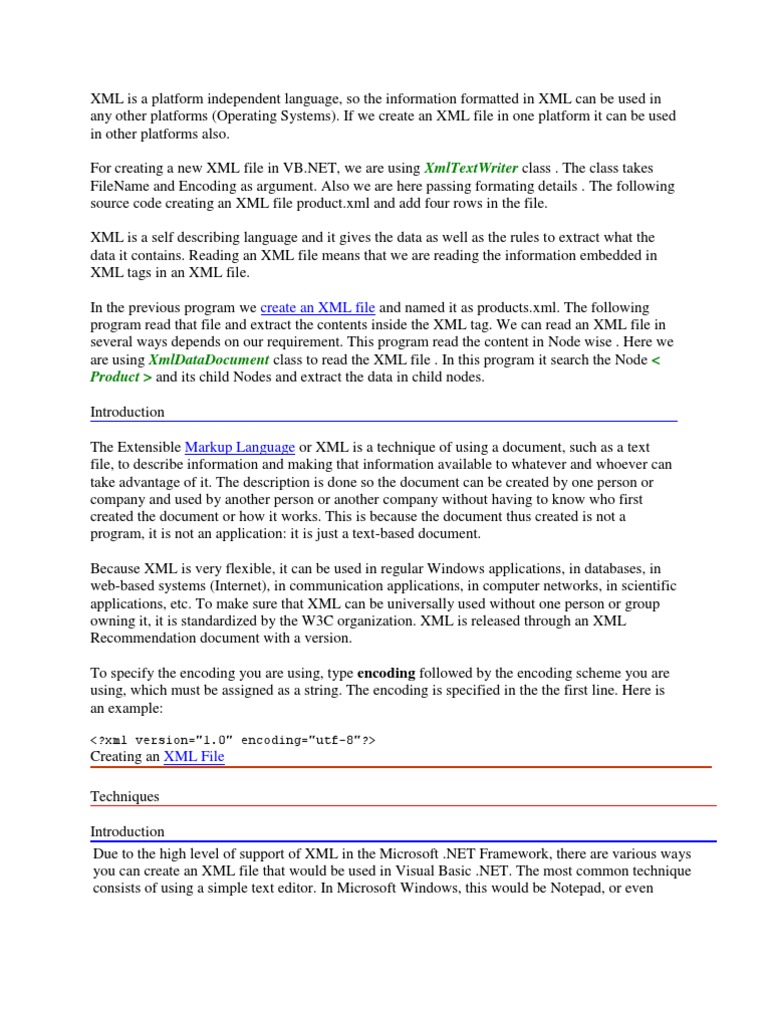 XML Is A Platform Independent Language | PDF | Xml | Microsoft Visual ...