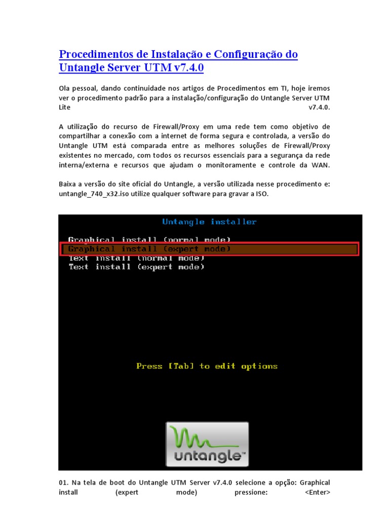 Configuring Untangle | PDF | Rede de longa distância | Endereço de IP