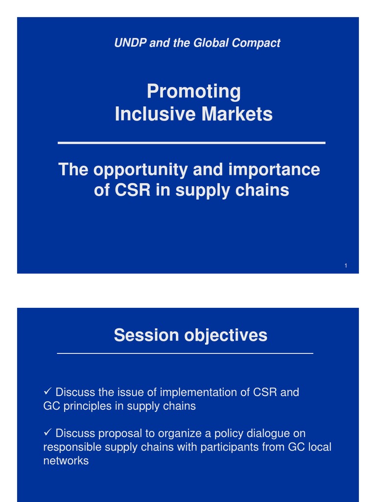Promoting Inclusive Markets - The Opportunity and Importance of CSR in ...