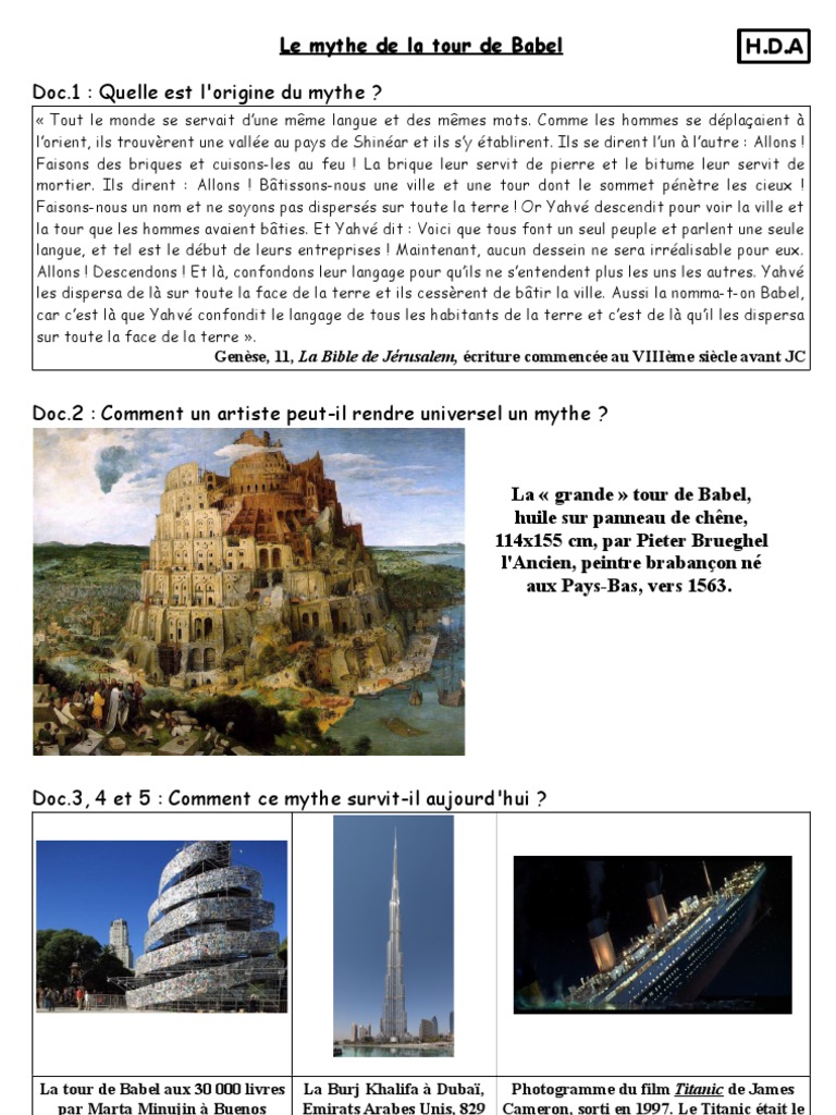 Le Mythe de la Tour de Babel Aujourd'hui | PDF