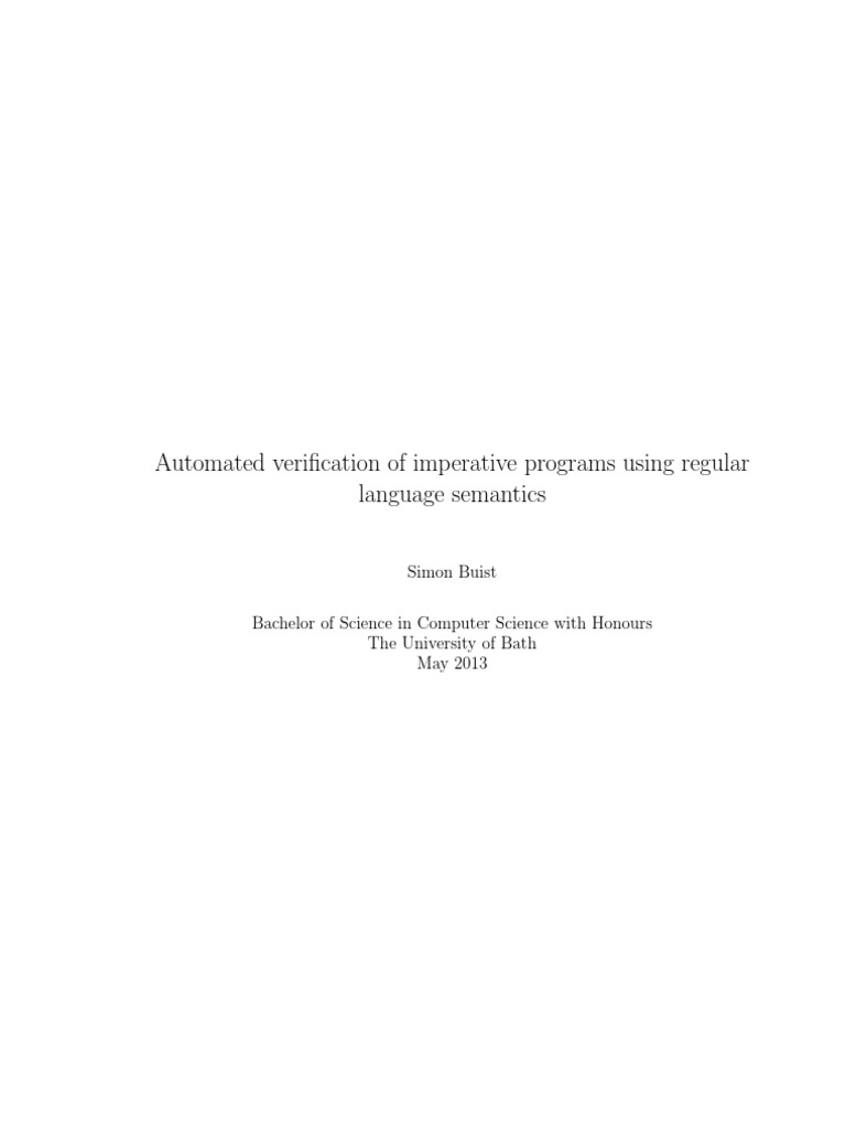 Automated Verification of Imperative Programs Using Regular Language Semantics | PDF | Thesis ...