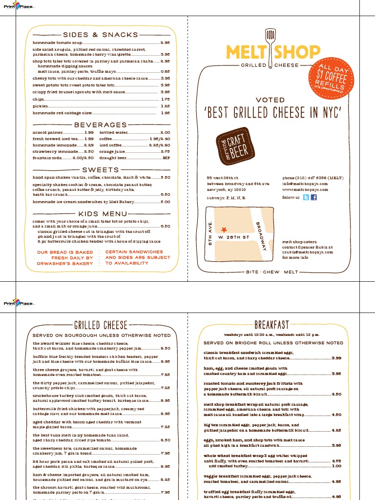 Melt Shop Menu 9.10.12 | Download Free PDF | Turkey Meat | Bacon