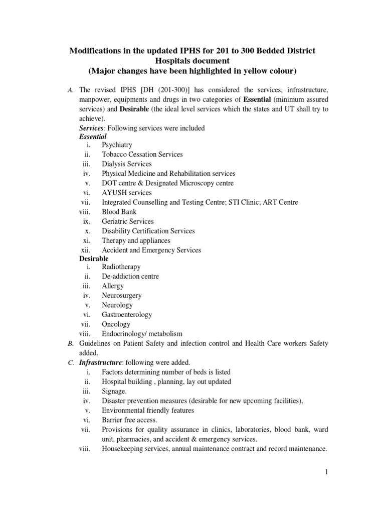 IPHS Guidelines for 201-300 Bed Hospitals | PDF | Knee | Ankle