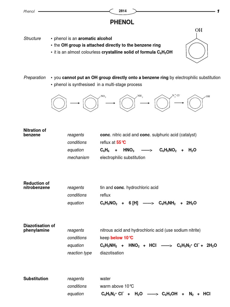 Phenol: Structure and Reactions | PDF