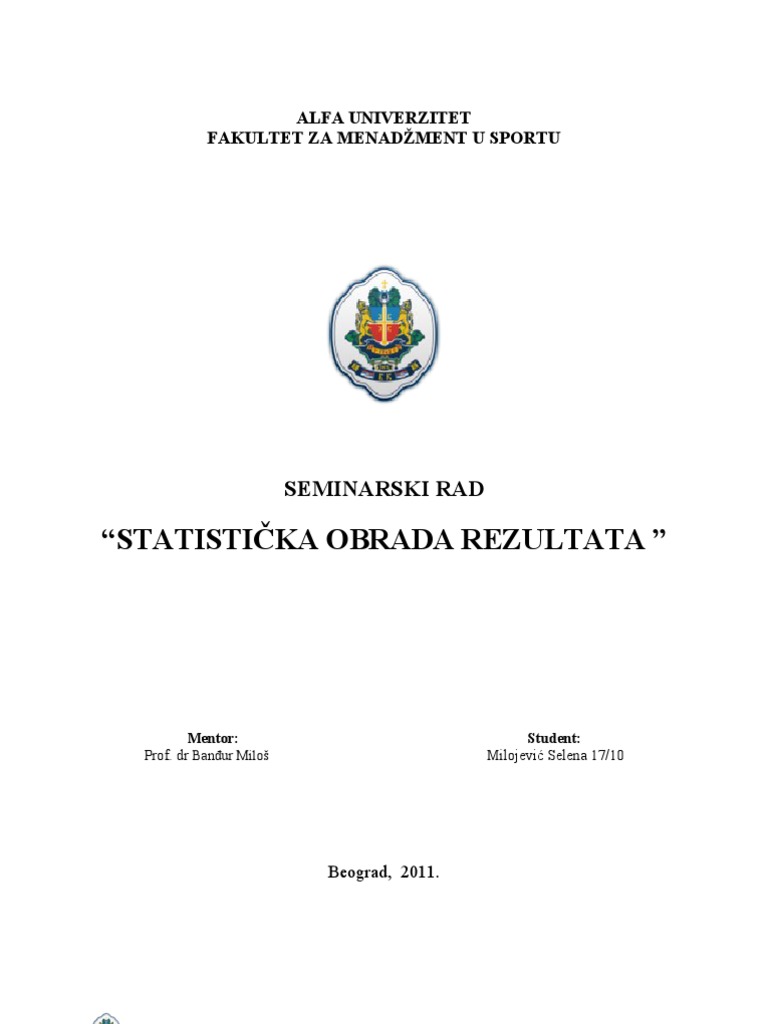 Seminarski Rad - Statistička Obrada Rezultata | PDF