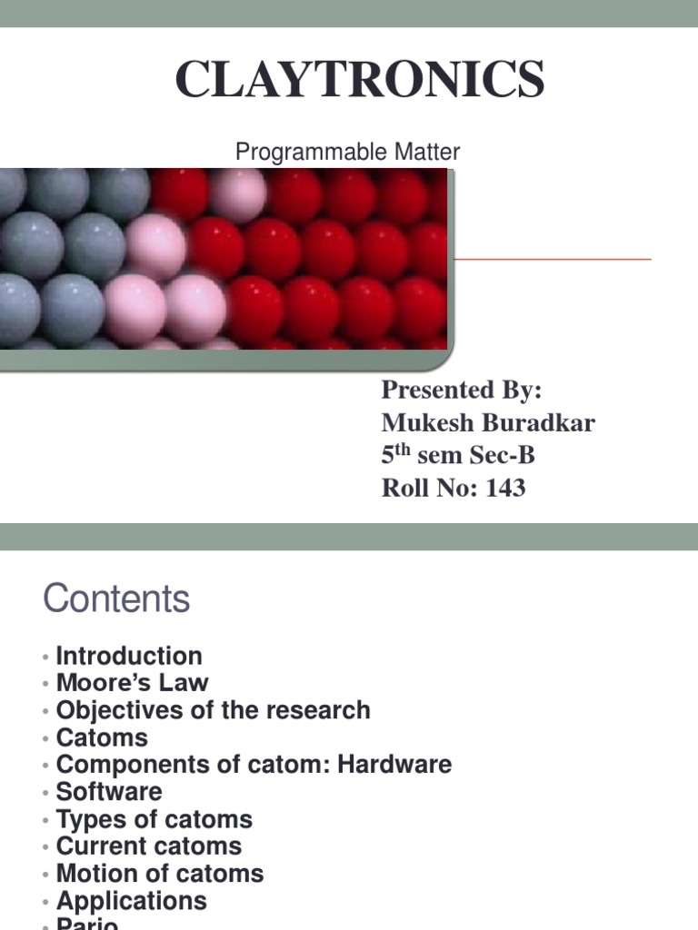 Claytronics: Programmable Matter | PDF | Emerging Technologies | Innovation