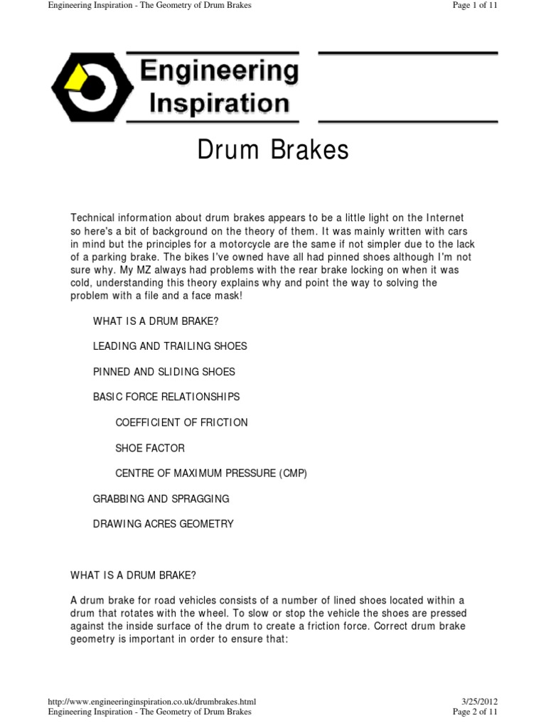 Drum Brakes | PDF | Brake | Friction