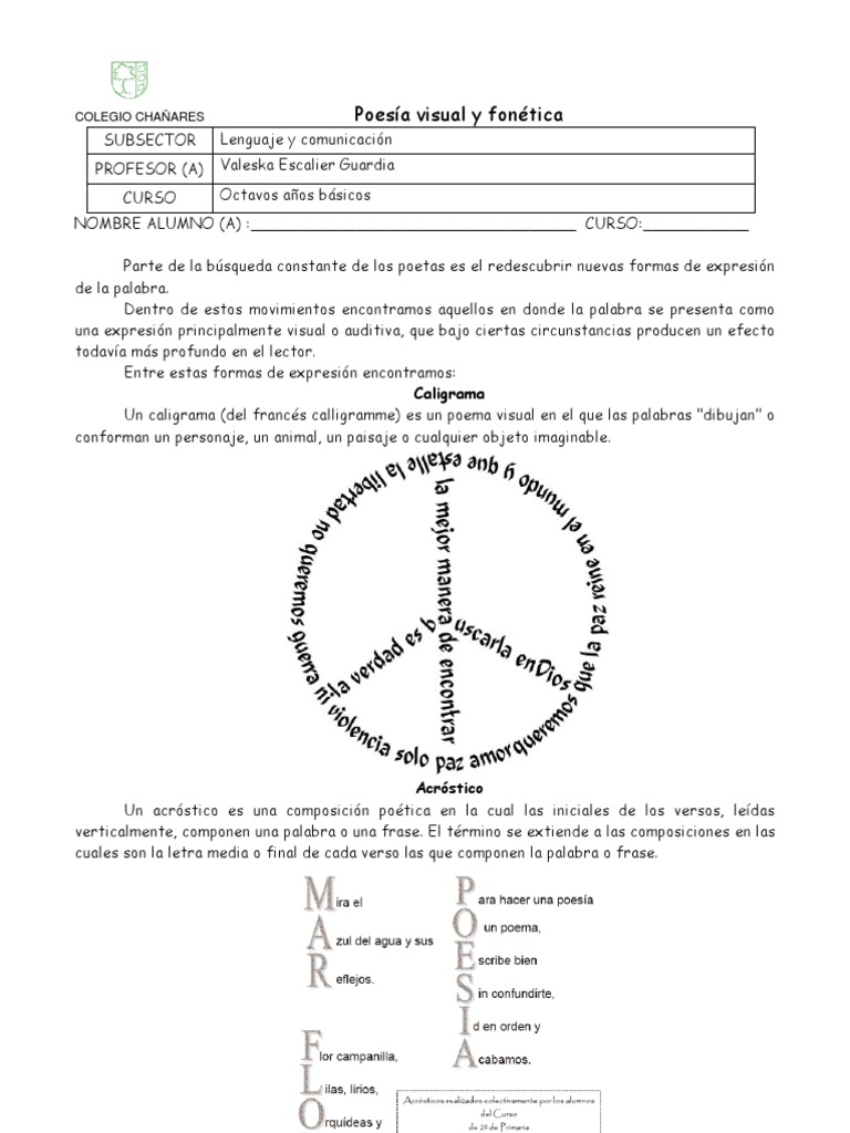 Guí Caligrama y Acrostico | PDF