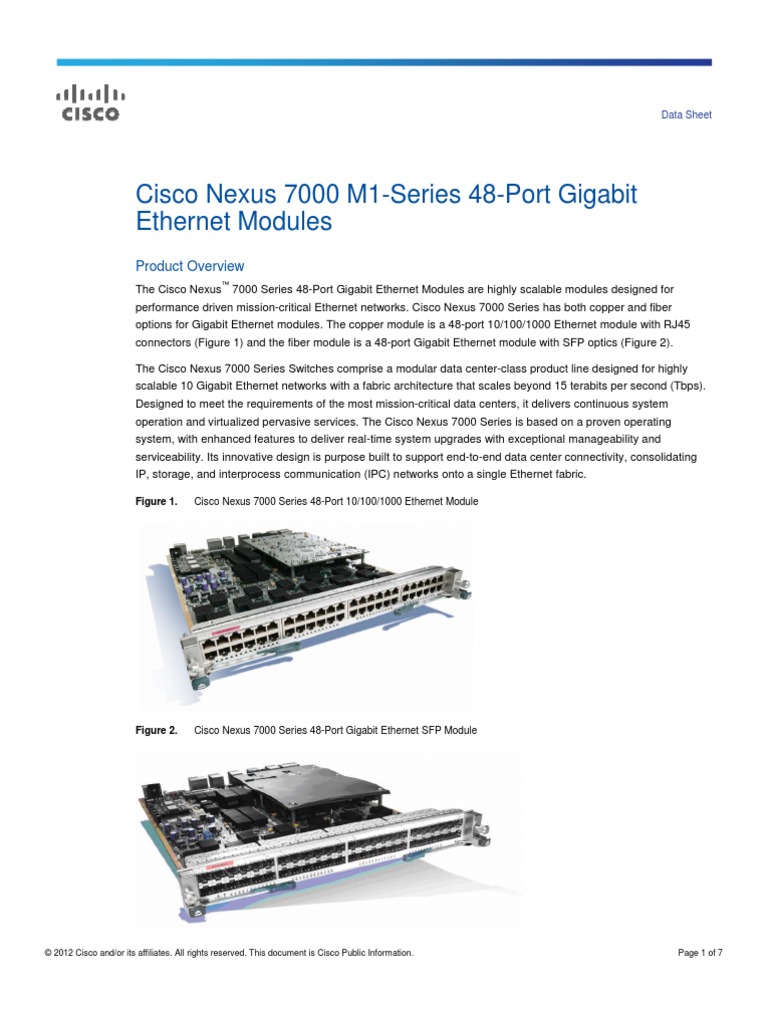 Cisco Nexus 7000 M1-Series 48-Port Gigabit Ethernet Modules: Product ...