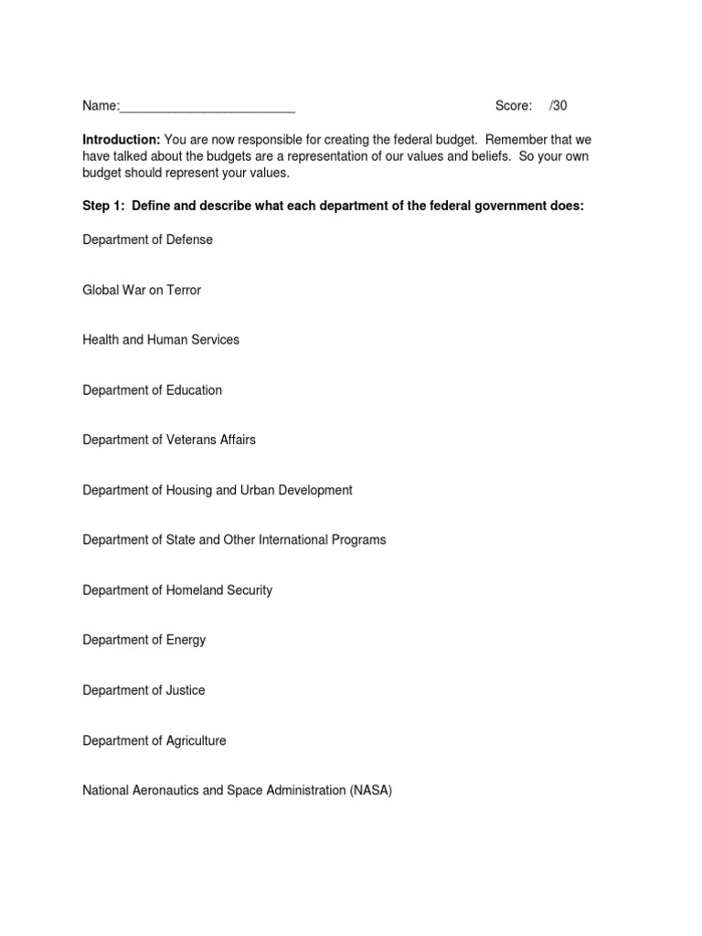 Federal Budget Simulation | PDF