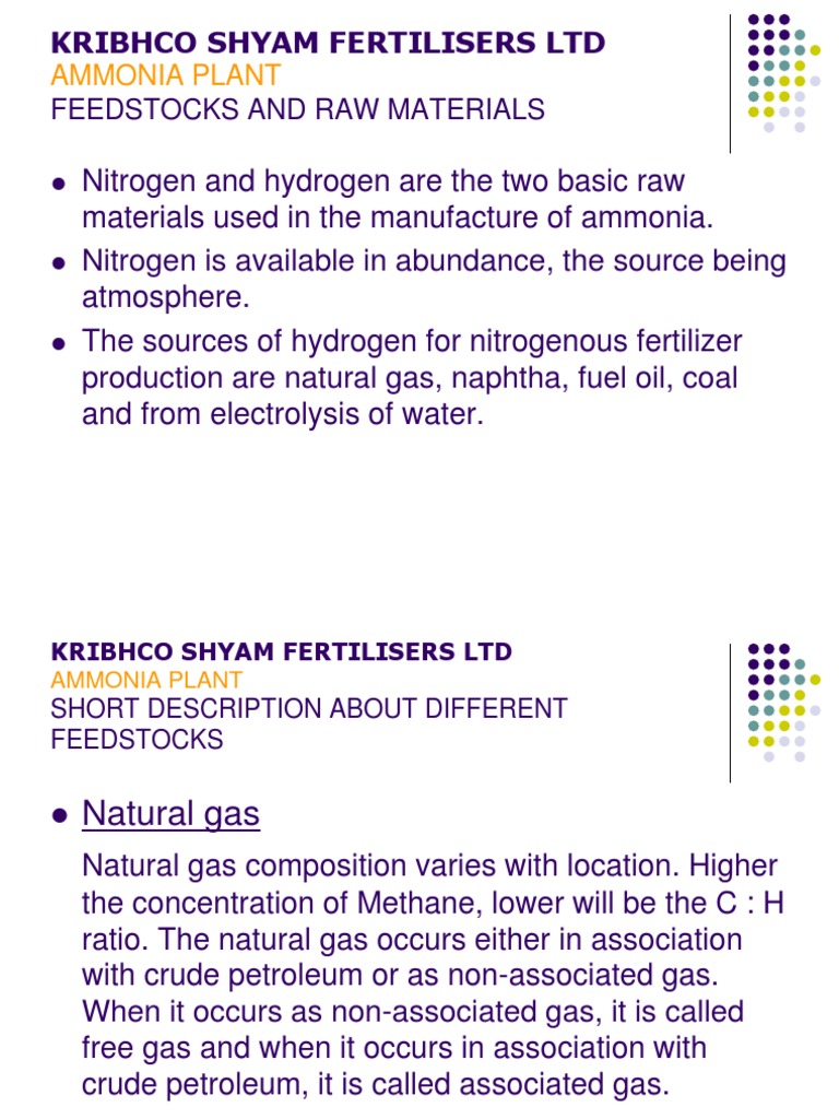 Ammonia Production Feedstocks Overview | PDF | Natural Gas | Ammonia