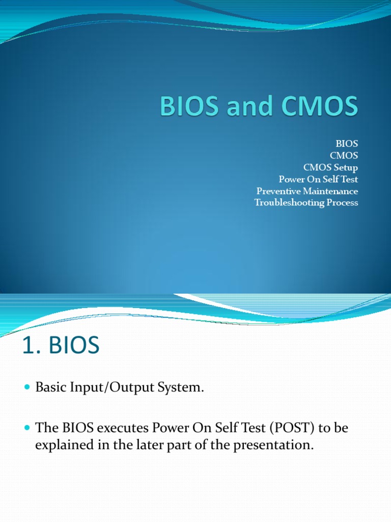 Bios Cmos CMOS Setup Power On Self Test Preventive Maintenance ...