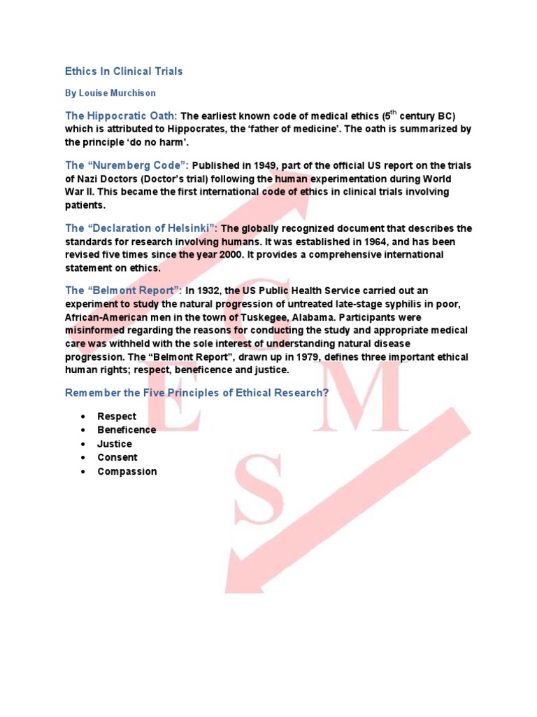 Ethics in Clinical Trials | PDF | Medical Ethics | Clinical Trial
