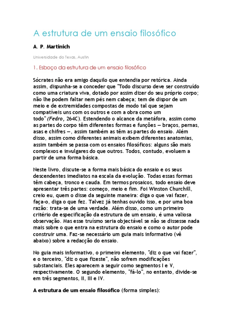 A Estrutura de Um Ensaio Filosófico | PDF