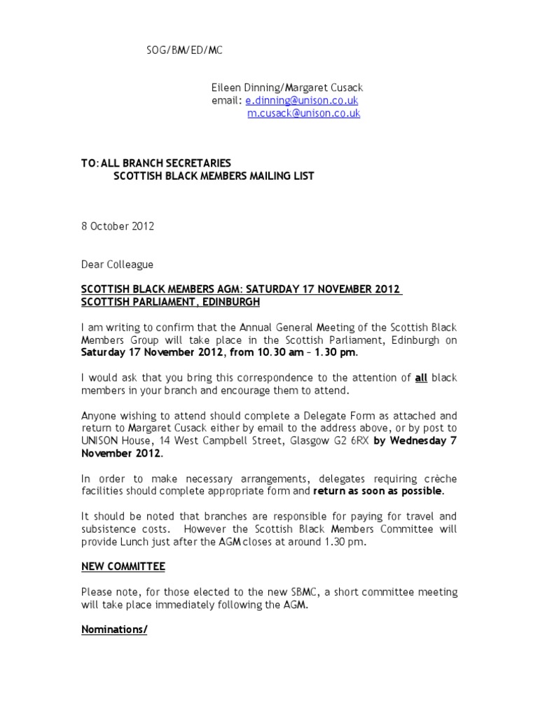 AGM 2012 Calling Notice and Forms | PDF | Scotland | Edinburgh