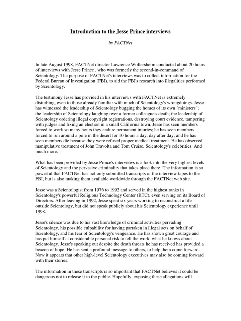 Scientology Jesse Prince | PDF | Ufo Religions | New Religious Movements