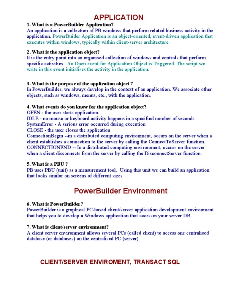 Application: Client/Server Enviroment, Transact SQL | Download Free PDF | Object (Computer ...