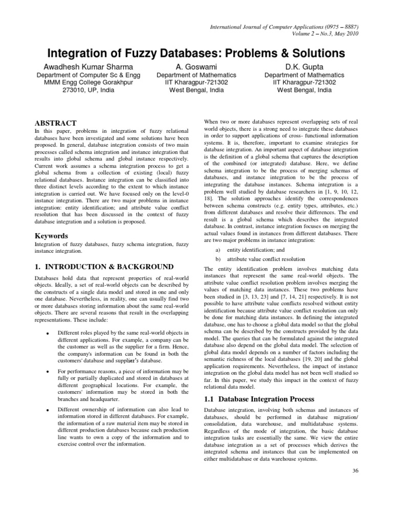Integration of Fuzzy Databases | Download Free PDF | Conceptual Model | Relational Model