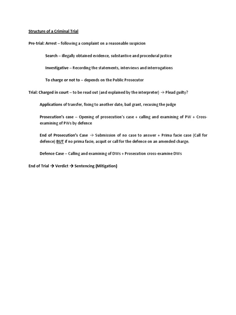 Structure of A Criminal Trial (Outline) | PDF