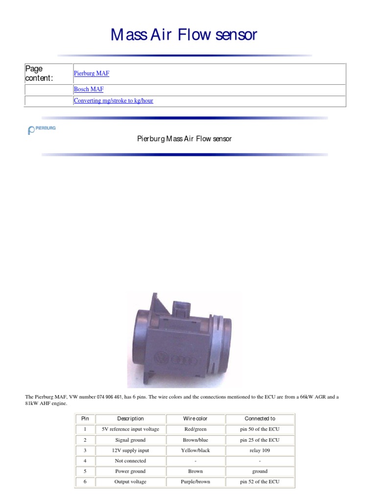 Mass Air Flowsensor | PDF | Resistor | Electronic Circuits