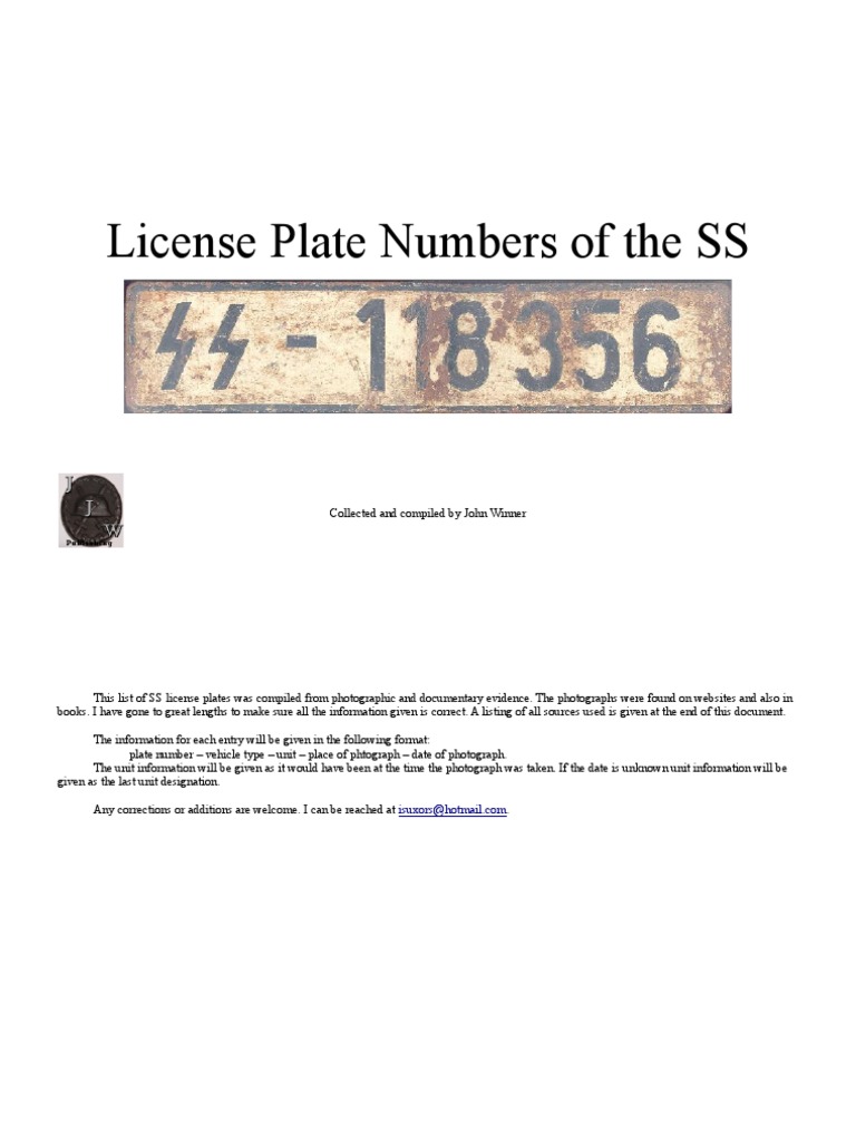 SS License Plates
