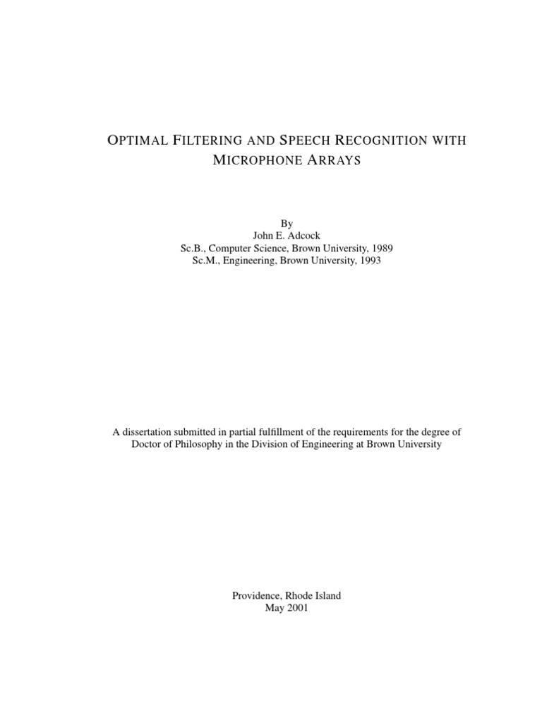 Optimal Filtering and Speech Recognition With Microphone Arrays | PDF | Signal To Noise Ratio ...