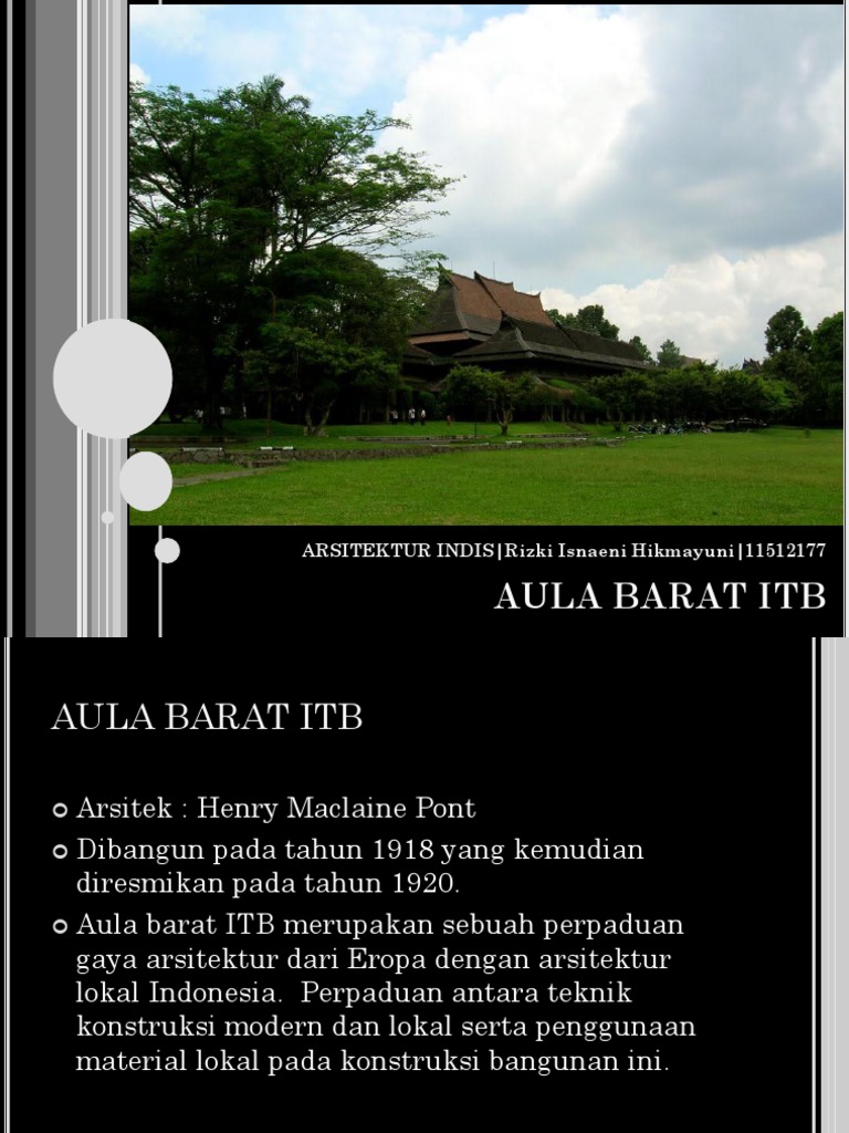 Arsitektur Aula Barat ITB: Gaya Indis | PDF | Seni
