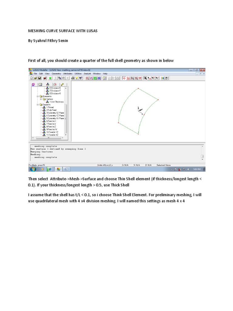 Meshing Curve Surface With Lusas | PDF
