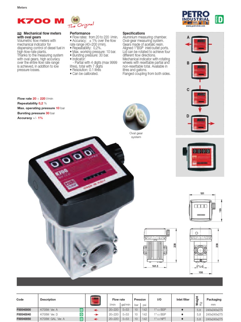PETRO PIUSI Meter k700 | PDF | Flow Measurement | Fluid Mechanics
