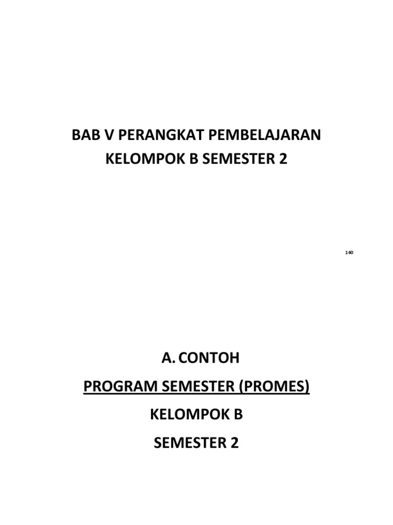 A. Contoh Program Semester (PROMES) Kelompok B Semester II | PDF