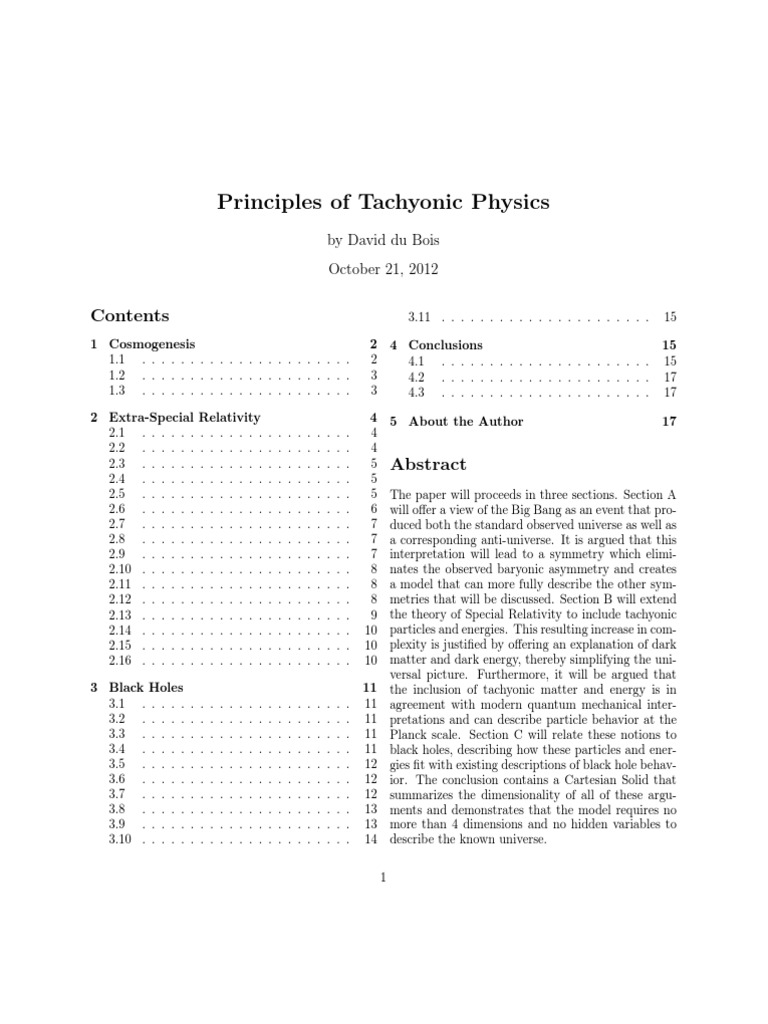 Principles of Tachyonic Physics | PDF | Black Hole | Universe
