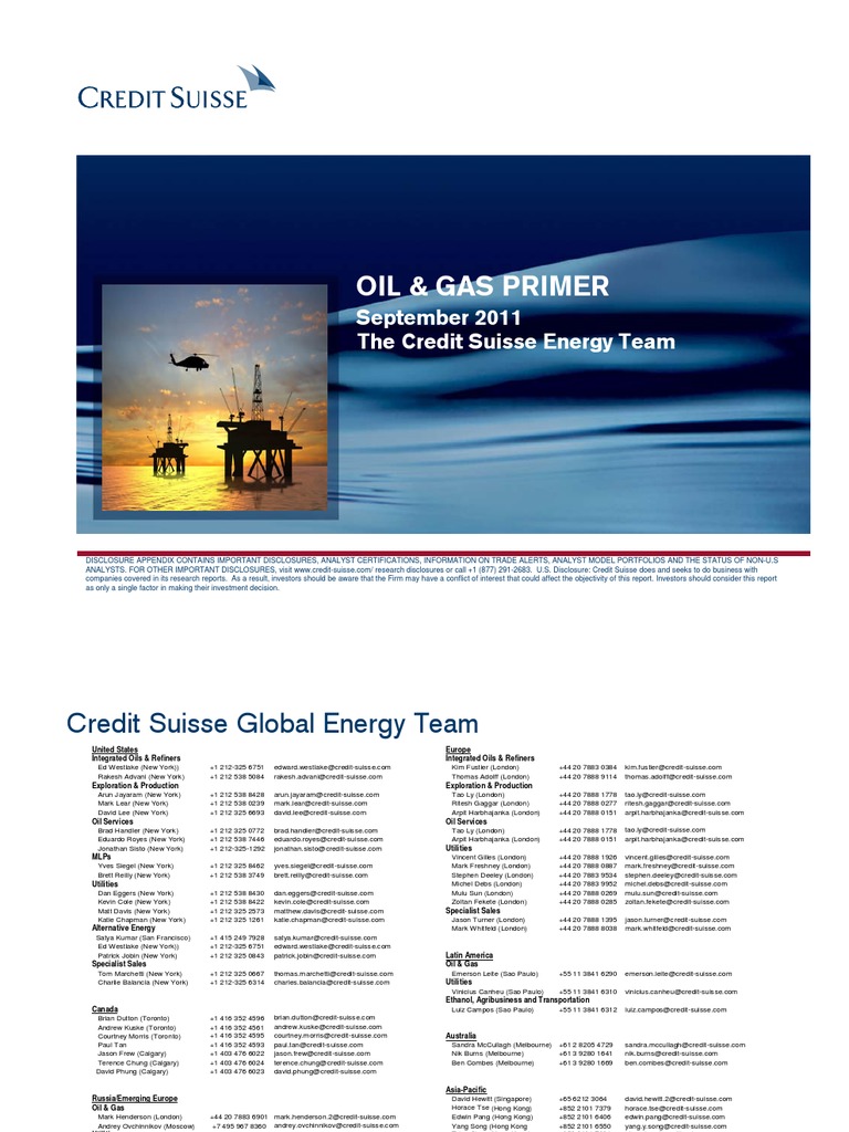 Credit Suisse - Oil & Gas Primer | PDF | Liquefied Natural Gas | Opec