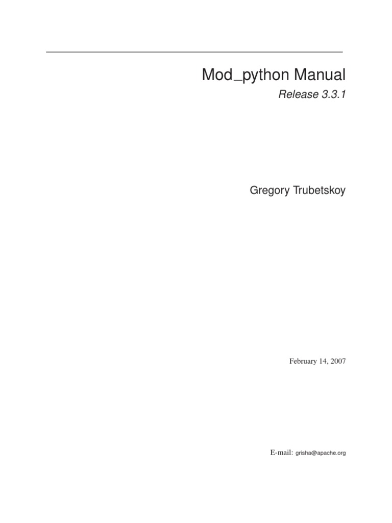 Mod - Python Manual | Download Free PDF | Apache Http Server | Web Server Mod - Python Manual | Download Free PDF | Apache Http Server | Web Server