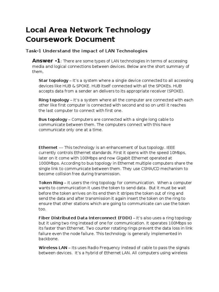 LAN Document | PDF | Computer Network | Network Switch