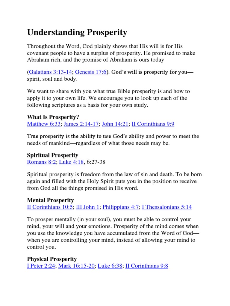 Understanding Prosperity | PDF | Soul | Bible