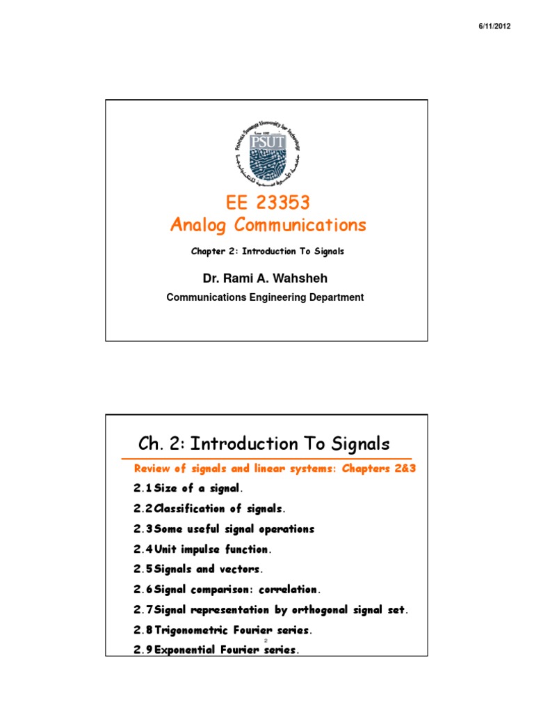 Chapter 2 Introduction To Signals Students | PDF | Fourier Series ...