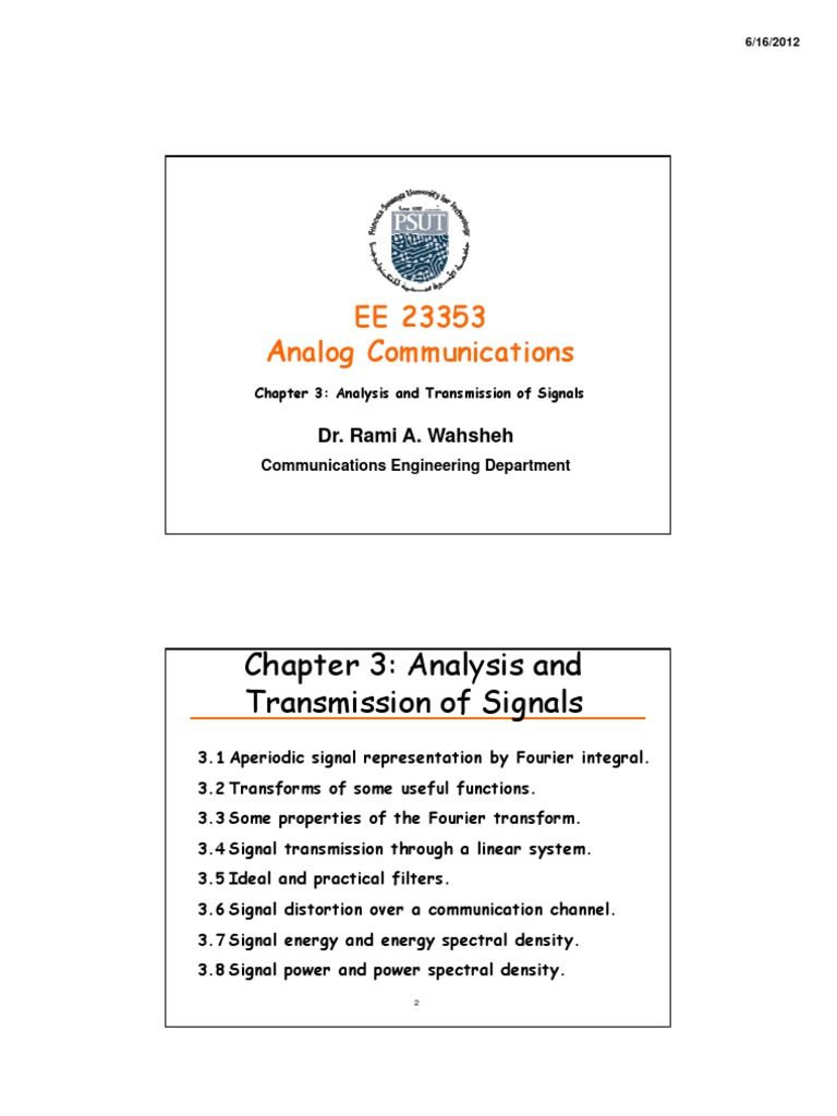 Chapter 3 Analysis and Transmission of Signals Students | PDF ...