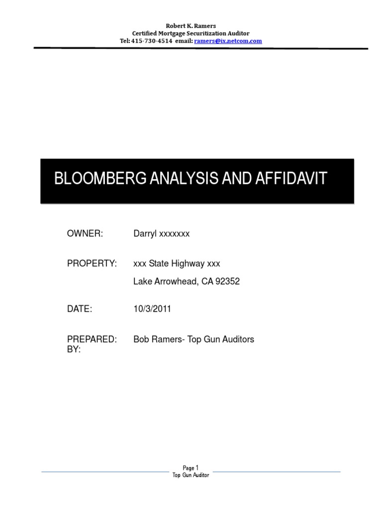 Sample Bloomberg Audit - Bob Ramers | PDF | Mortgage Backed Security ...