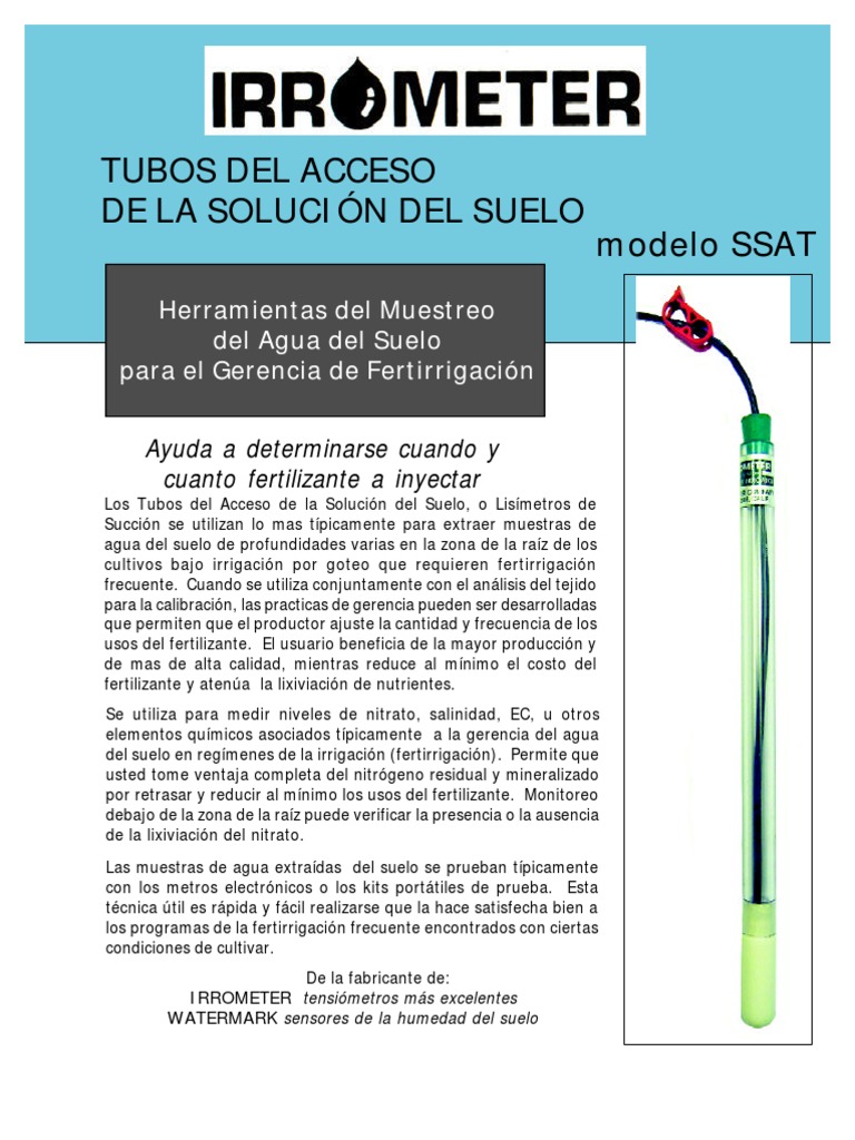 Succionador Irrometer | PDF | Fertilizante | Suelo