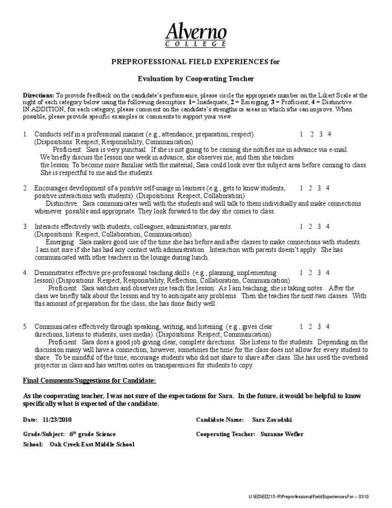 Cooperating Teacher Evaluation | PDF | Communication | Pedagogy