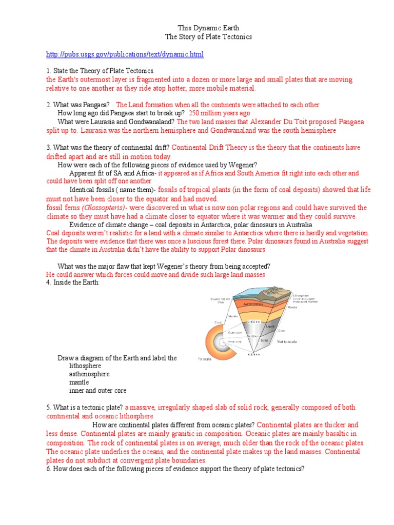 Dynamic Earth Questions | PDF | Plate Tectonics | Crust (Geology)