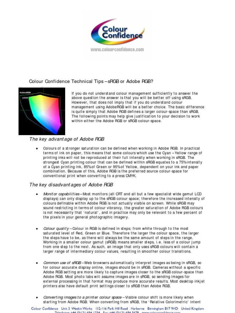 SRGB Vs Adobe RGB | PDF | Rgb Color Model | Graphic Design