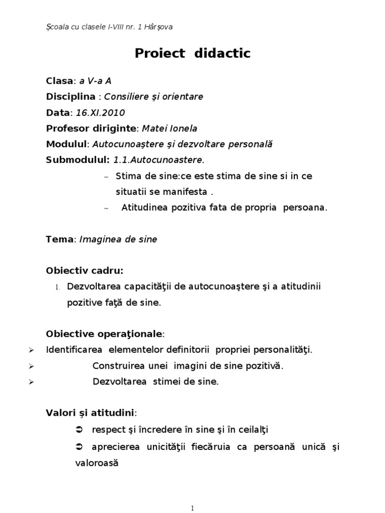 Proiect Didactic DIRIGENTIE | PDF