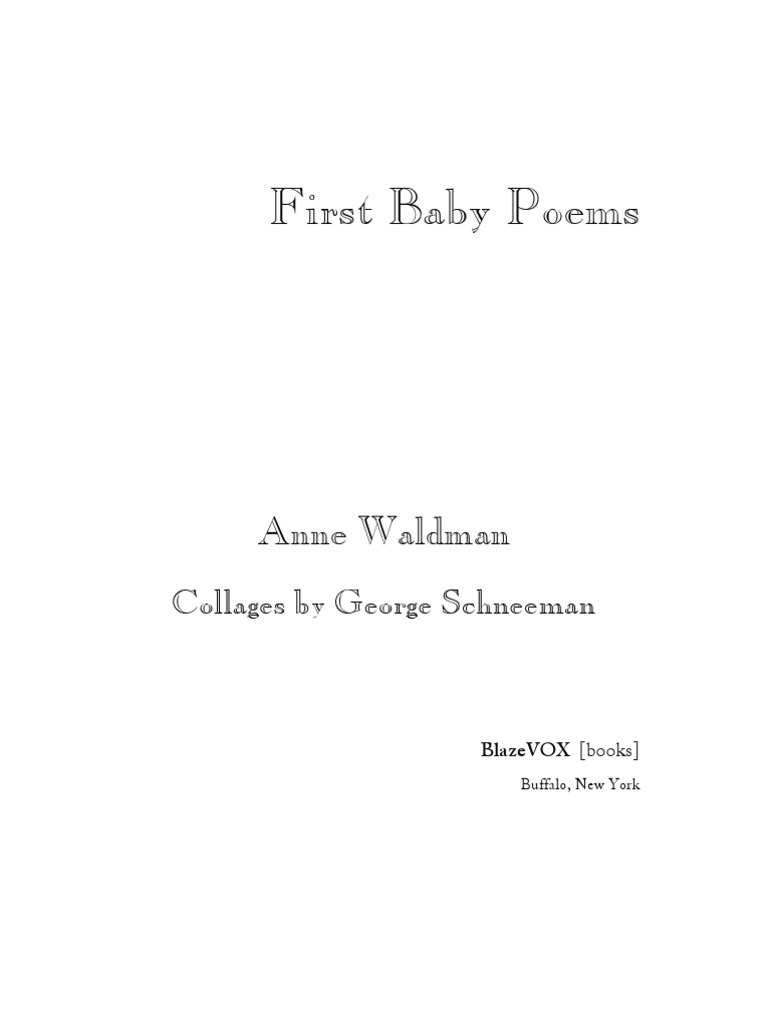 First Baby Poems by Anne Waldman With Collages by George Schneeman Book ...